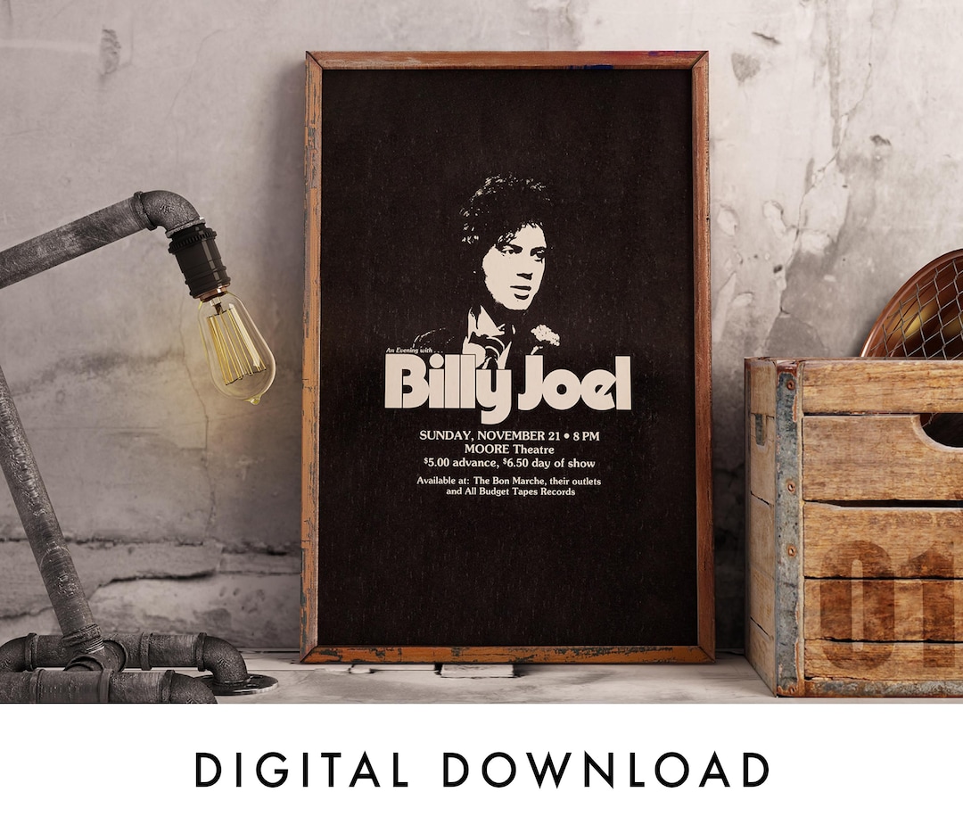 Vintage 1976 Billy Joel Concert Poster and Graphic Wall Art Instant ...