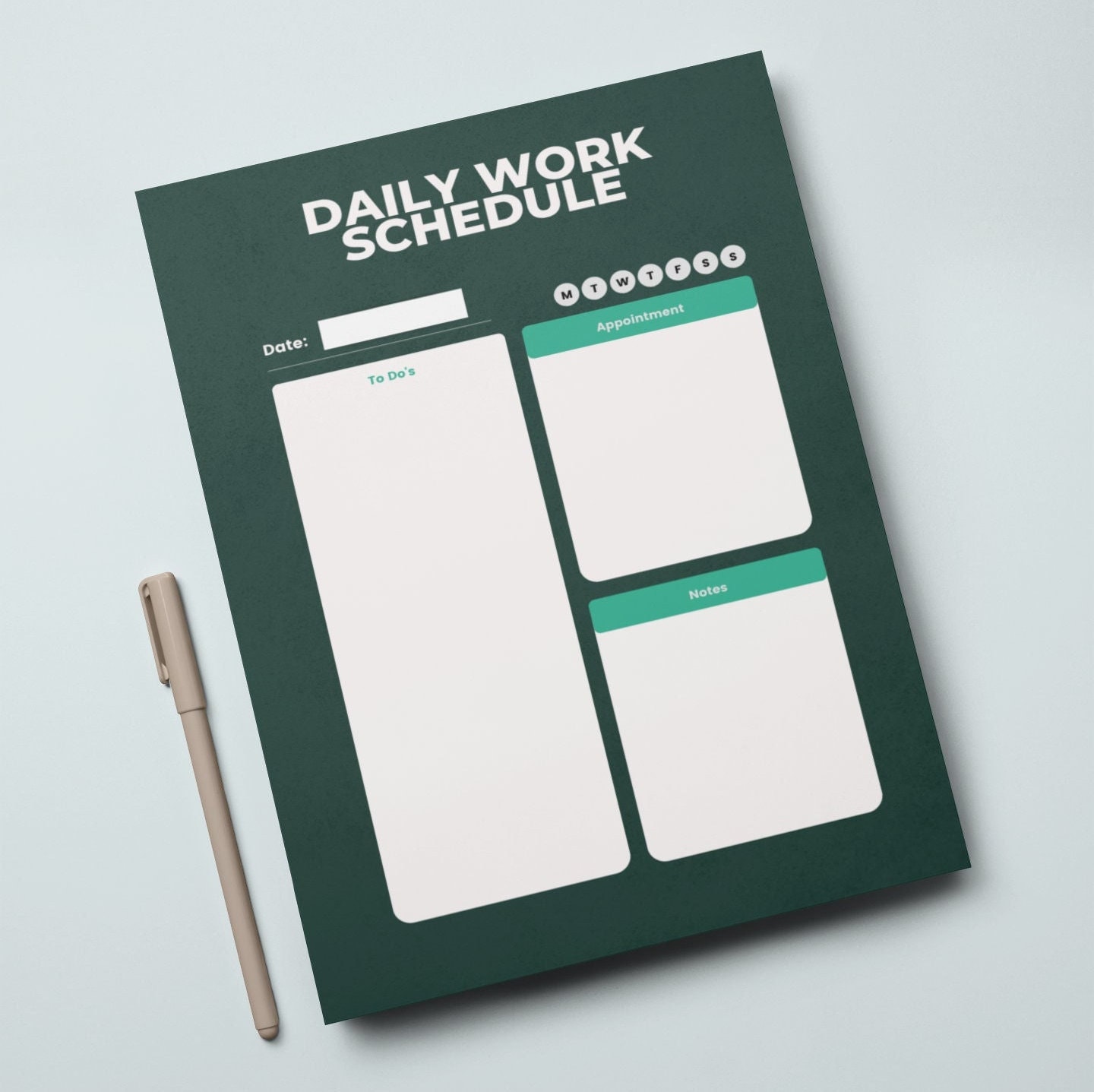 Printable Daily Work Schedule, Work Planner, Digital Work Schedule ...