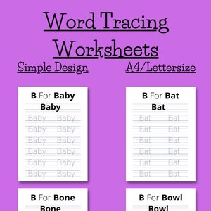 Word Tracing Worksheets, 37 Printable Pages to Trace Words That Start ...