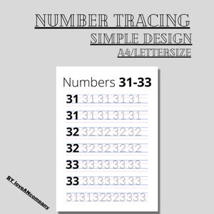 Number Tracing Worksheets 31-60, 10 Printable Pages to Trace up to 60 ...