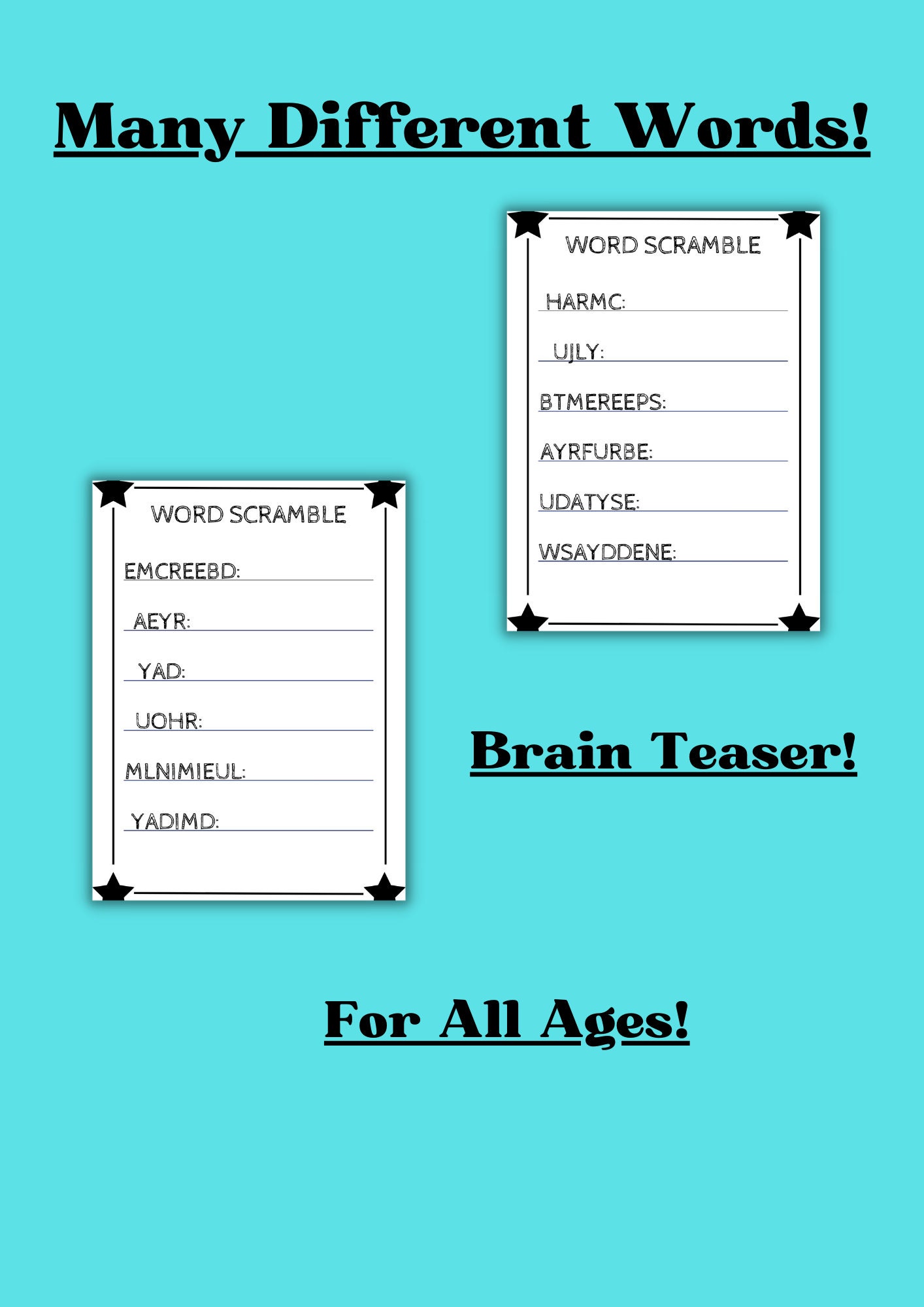 Word Scramble Worksheets, 7 Printable Pages for Unscrambling Words ...