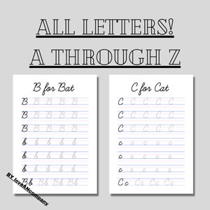 Cursive Tracing Worksheets, 26 Printable Pages to Trace in Cursive ...