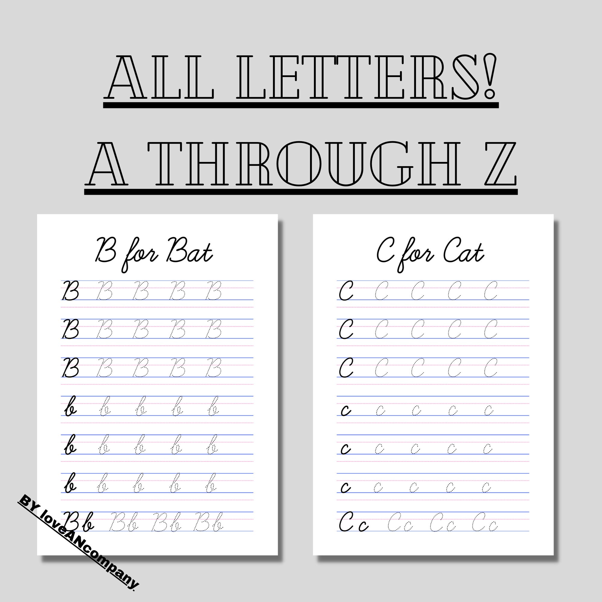 Cursive Tracing Worksheets, 26 Printable Pages to Trace in Cursive ...