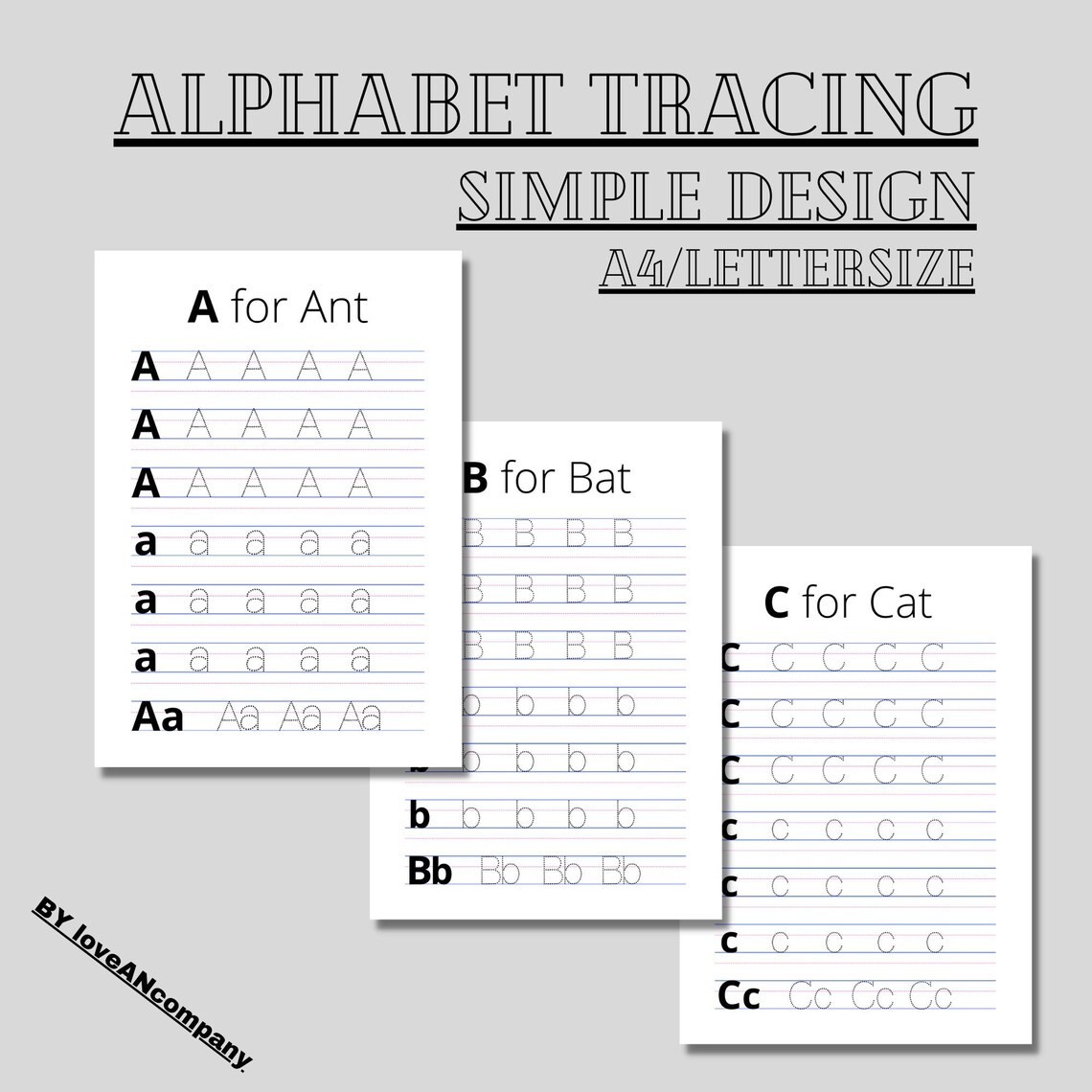 Alphabet Tracing Worksheets 26 Printable Pages to Trace the - Etsy