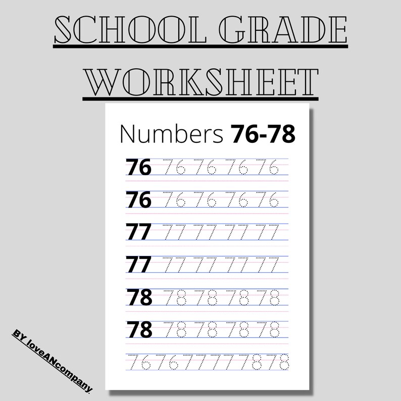 Number Tracing Worksheets 14 Printable Pages to Trace 61-100 - Etsy
