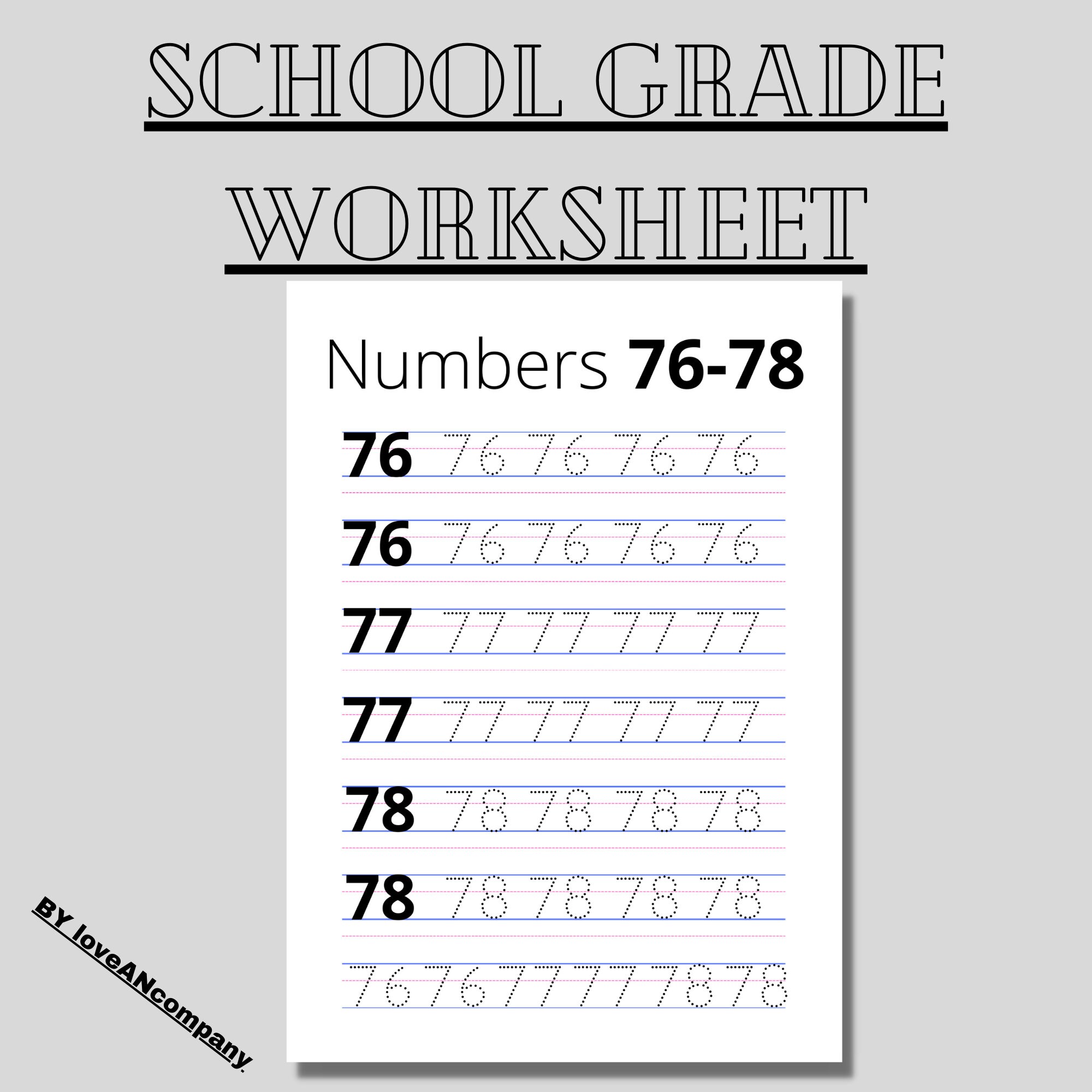 Number Tracing Worksheets 14 Printable Pages to Trace 61-100 - Etsy