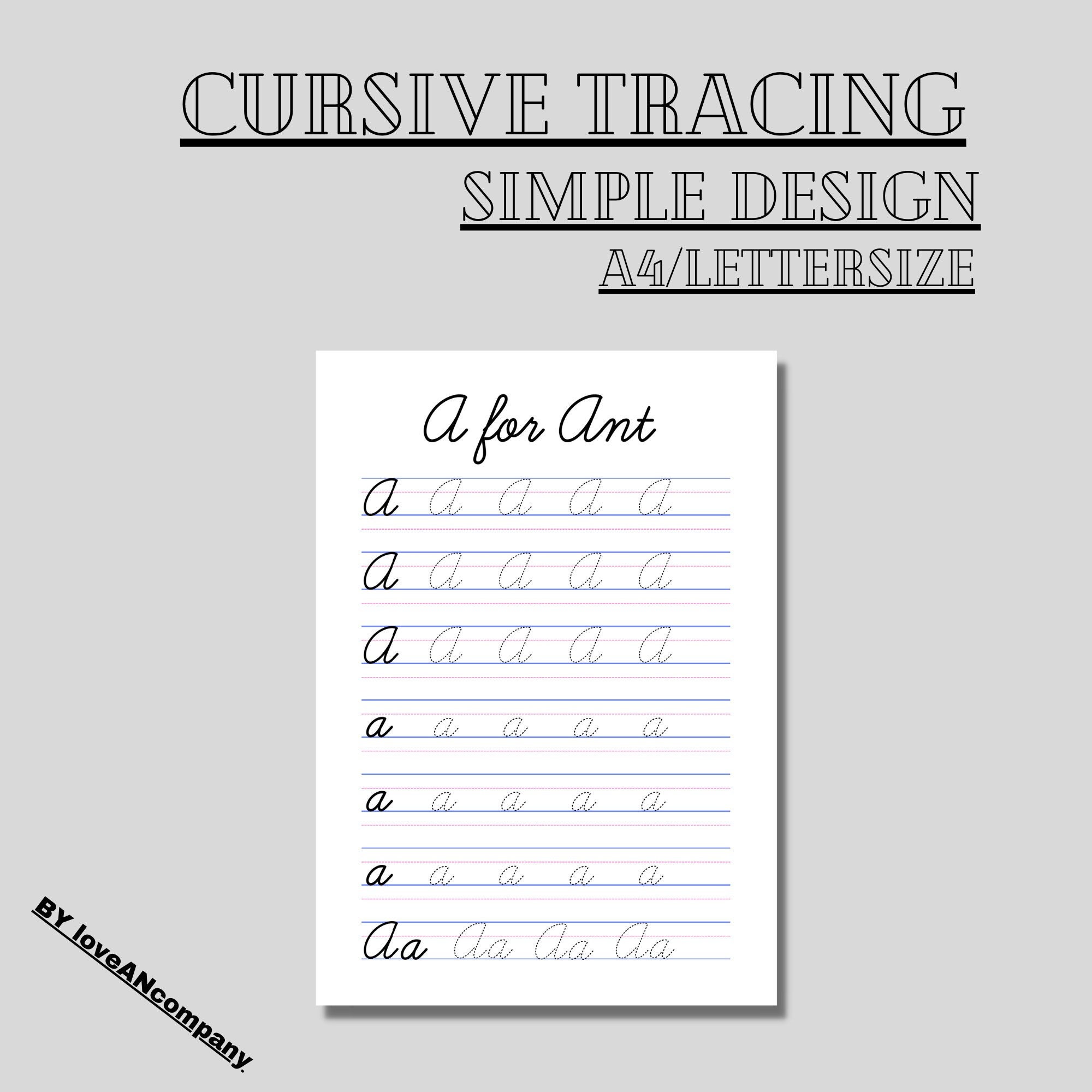 Cursive Tracing Worksheets, 26 Printable Pages to Trace in Cursive ...