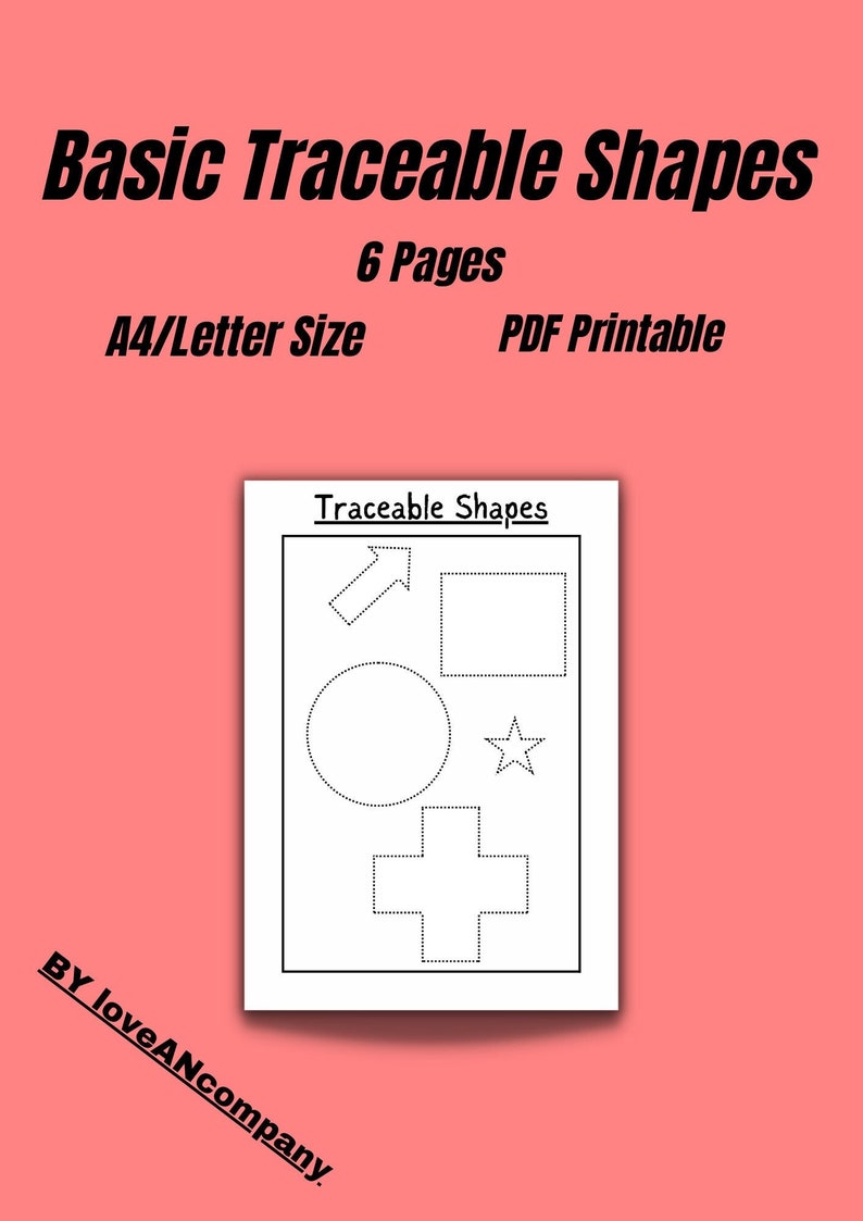 Traceable Shapes Worksheets, 6 Printable Pages to Trace Many Different ...