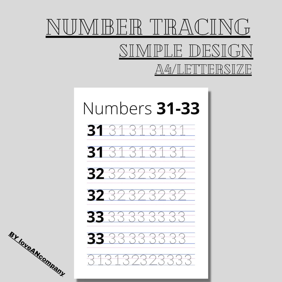 Number Tracing Worksheets 31-60, 10 Printable Pages to Trace up to 60 ...