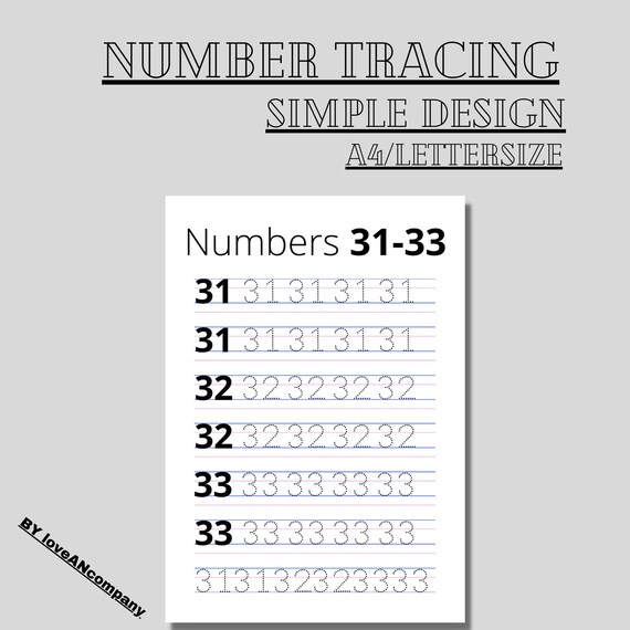 Number Tracing Worksheets 31-60 10 Printable Pages to Trace - Etsy