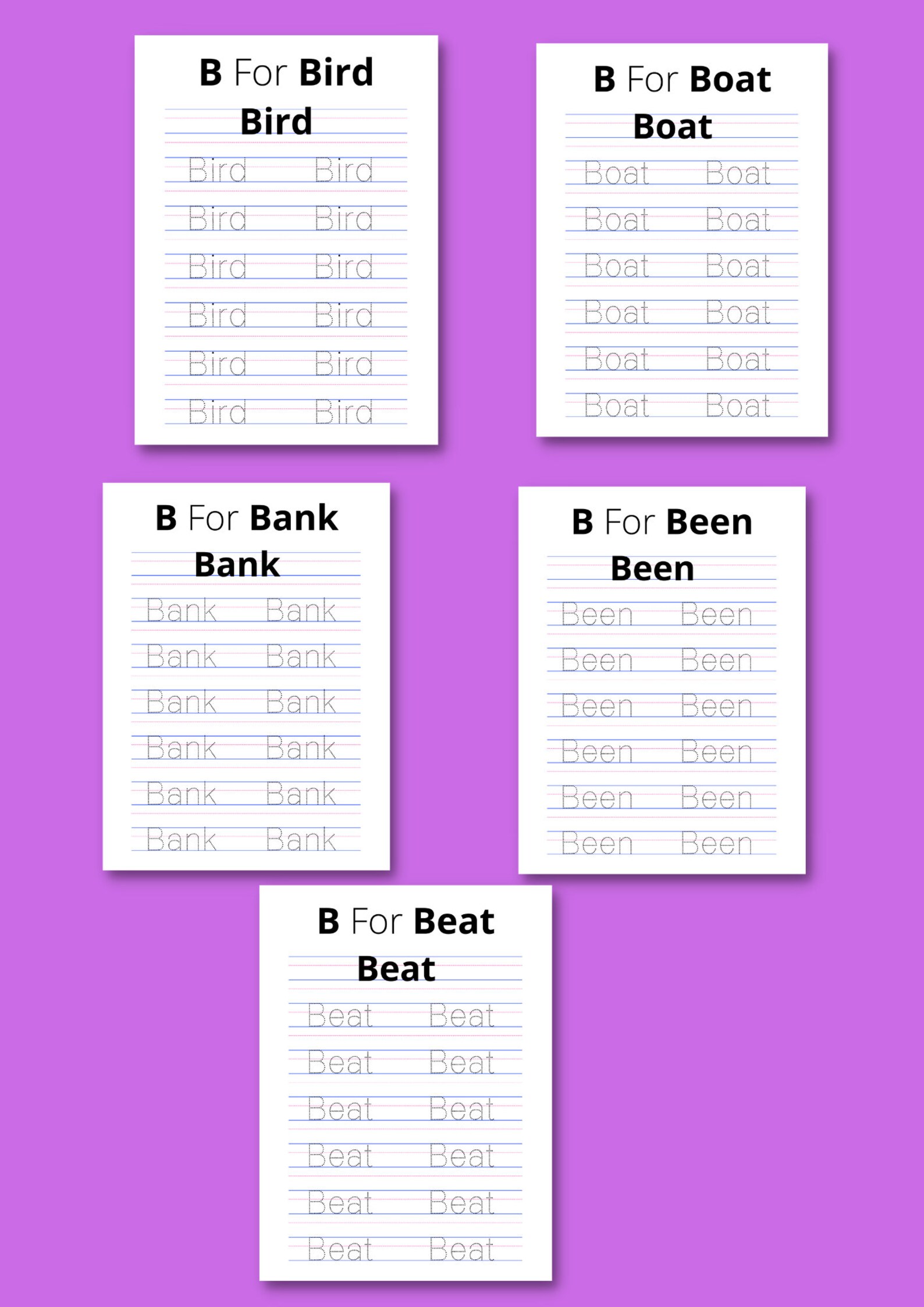 Word Tracing Worksheets, 37 Printable Pages to Trace Words That Start ...