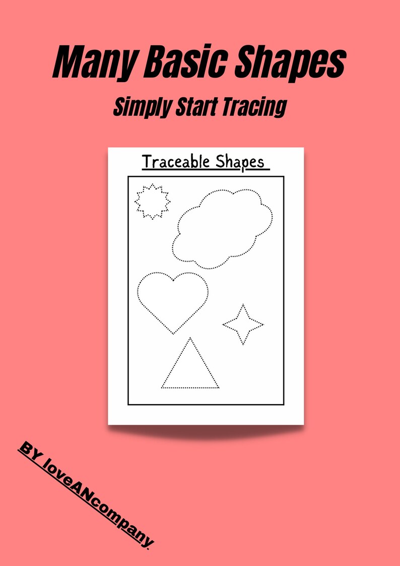 Traceable Shapes Worksheets, 6 Printable Pages to Trace Many Different ...