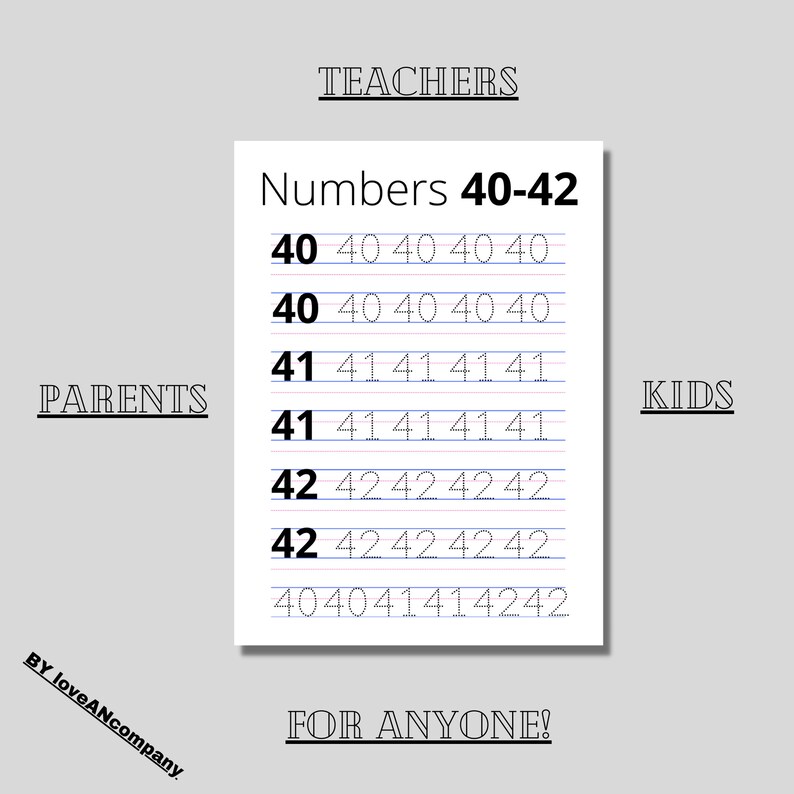 Number Tracing Worksheets 31-60, 10 Printable Pages to Trace up to 60 ...
