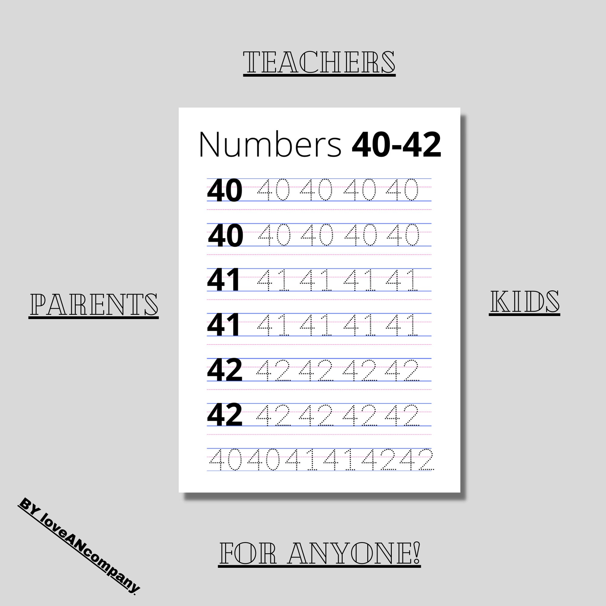 Number Tracing Worksheets 31-60, 10 Printable Pages to Trace up to 60 ...
