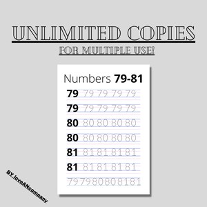 Number Tracing Worksheets, 14 Printable Pages to Trace 61-100 Numbers ...