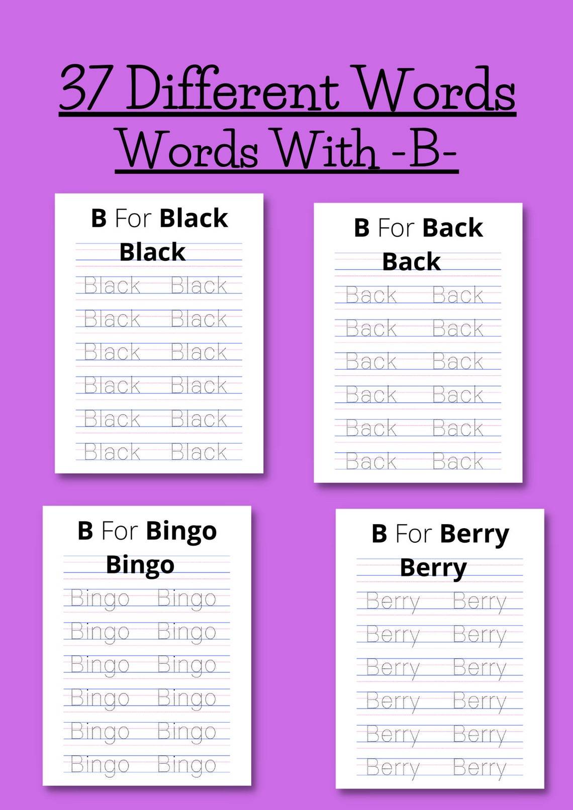 Word Tracing Worksheets 37 Printable Pages to Trace Words - Etsy