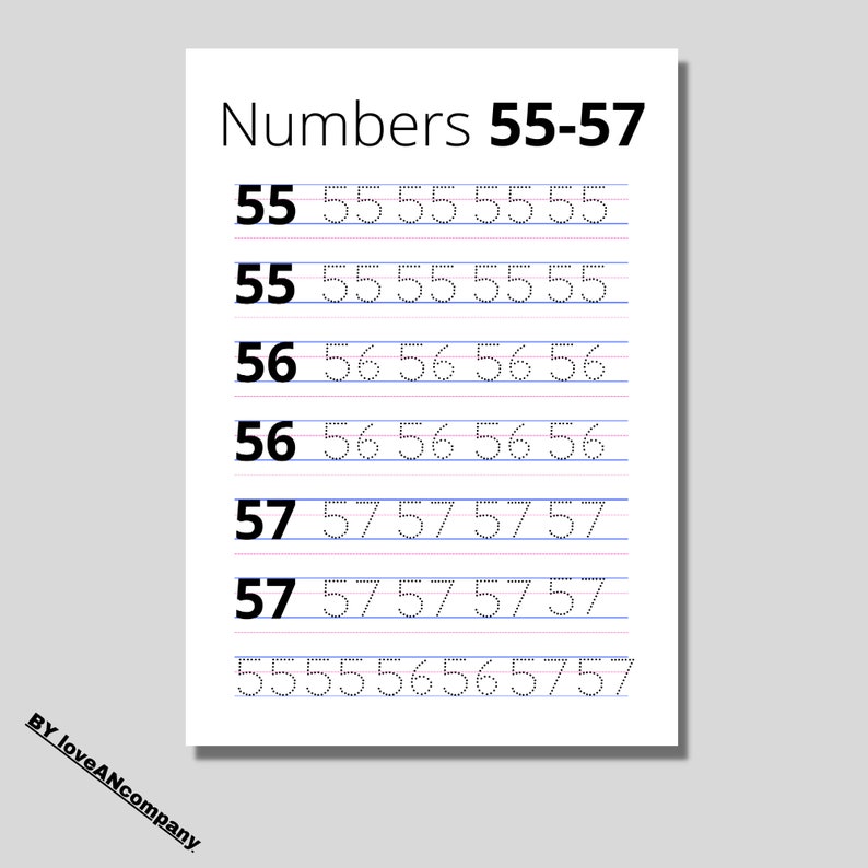 Number Tracing Worksheets 31-60, 10 Printable Pages to Trace up to 60 ...