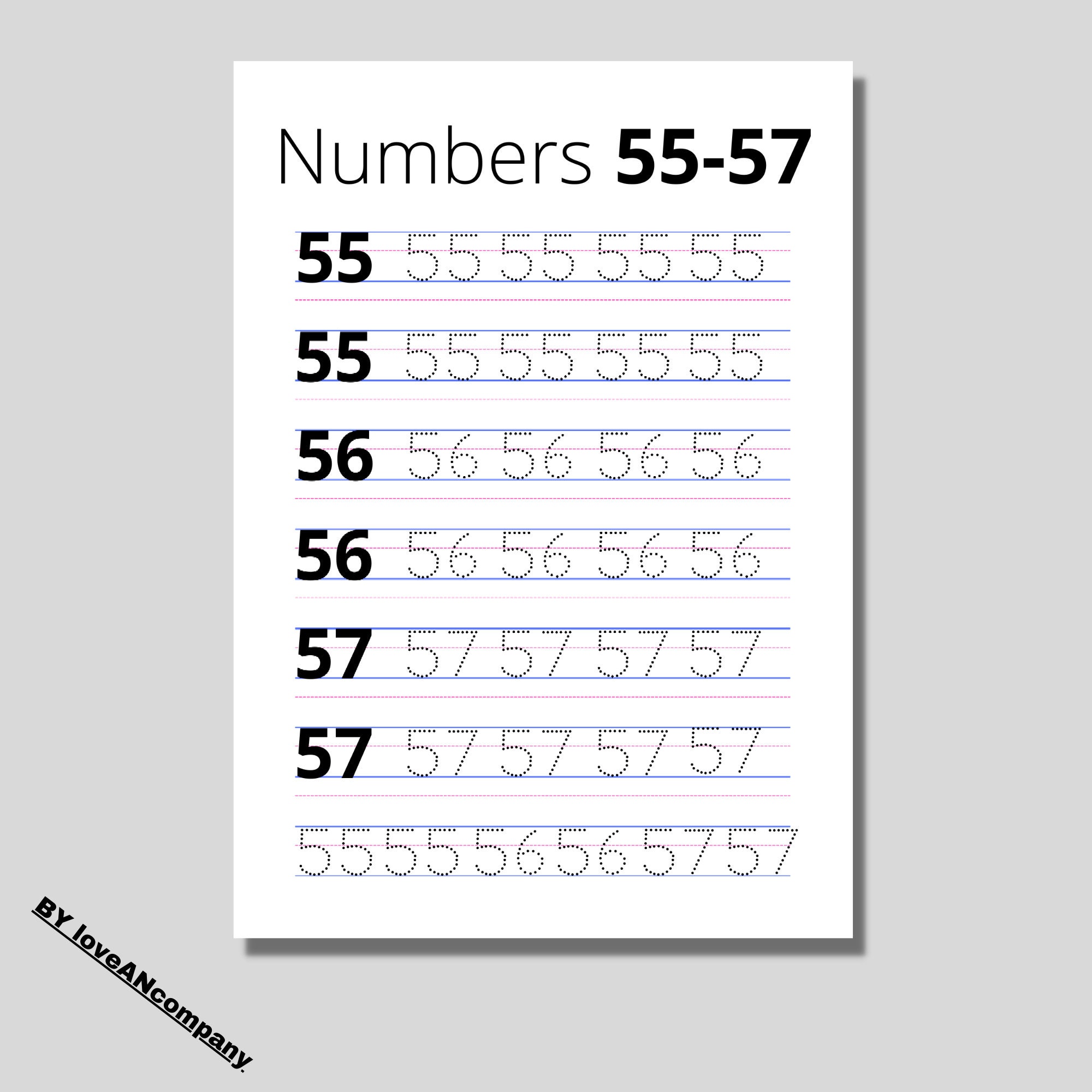 Number Tracing Worksheets 31-60, 10 Printable Pages to Trace up to 60 ...