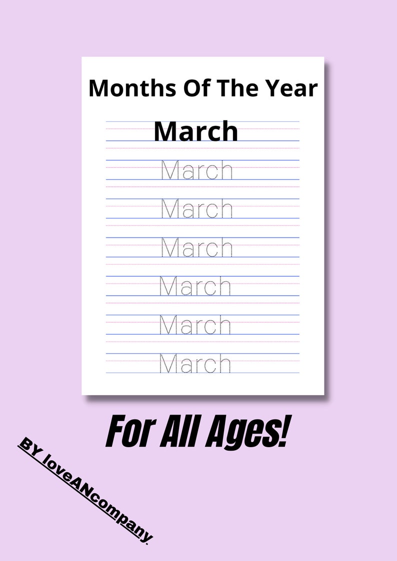 Months of the Year Tracing Worksheets, 14 Printable Pages to Trace ...