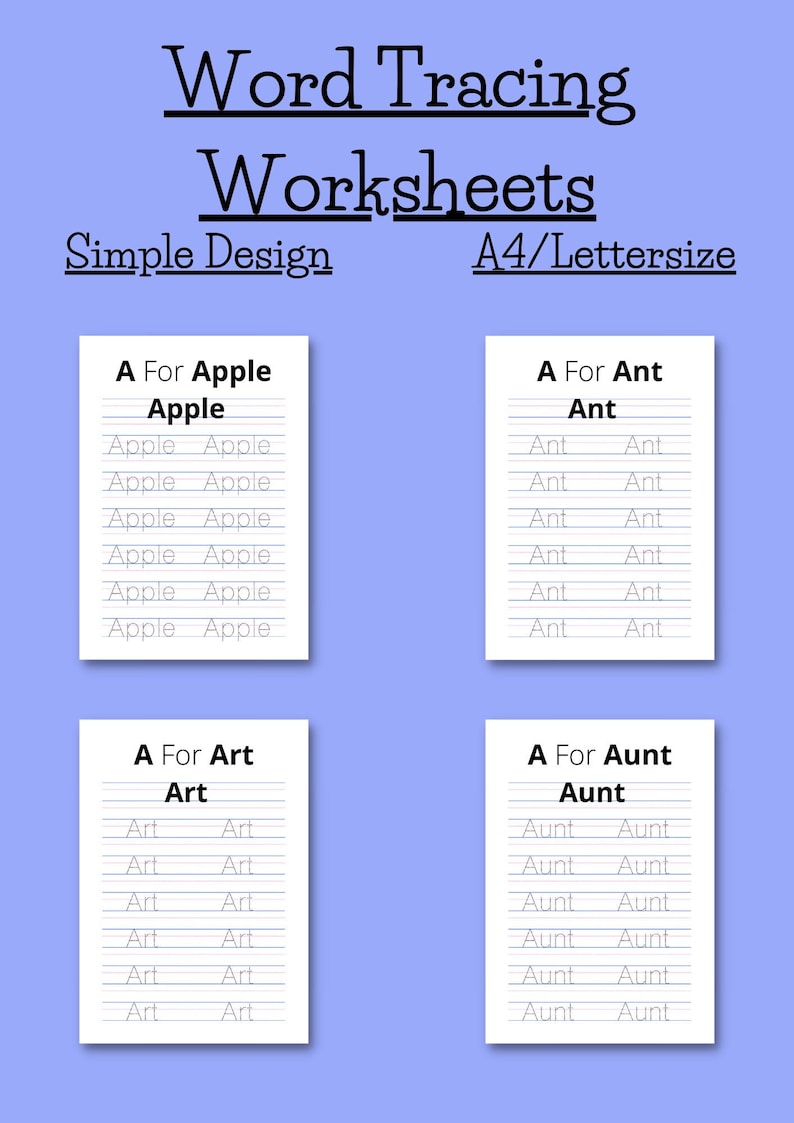 Word Tracing Worksheets, 31 Printable Pages to Trace Words That Start ...