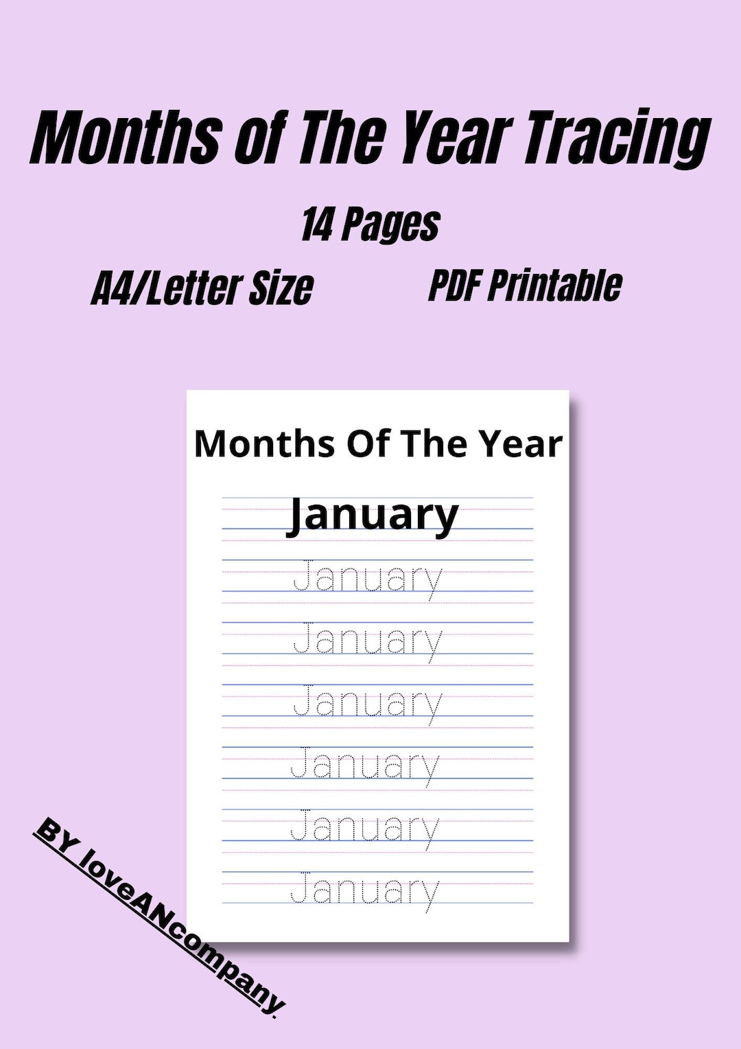 Months of the Year Tracing Worksheets, 14 Printable Pages to Trace ...