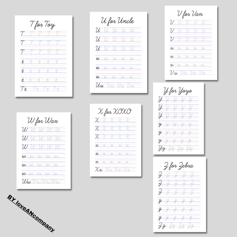 Cursive Tracing Worksheets, 26 Printable Pages to Trace in Cursive ...