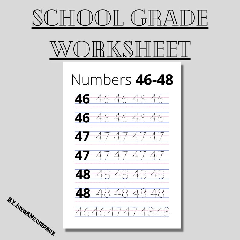 Number Tracing Worksheets 31-60, 10 Printable Pages to Trace up to 60 ...