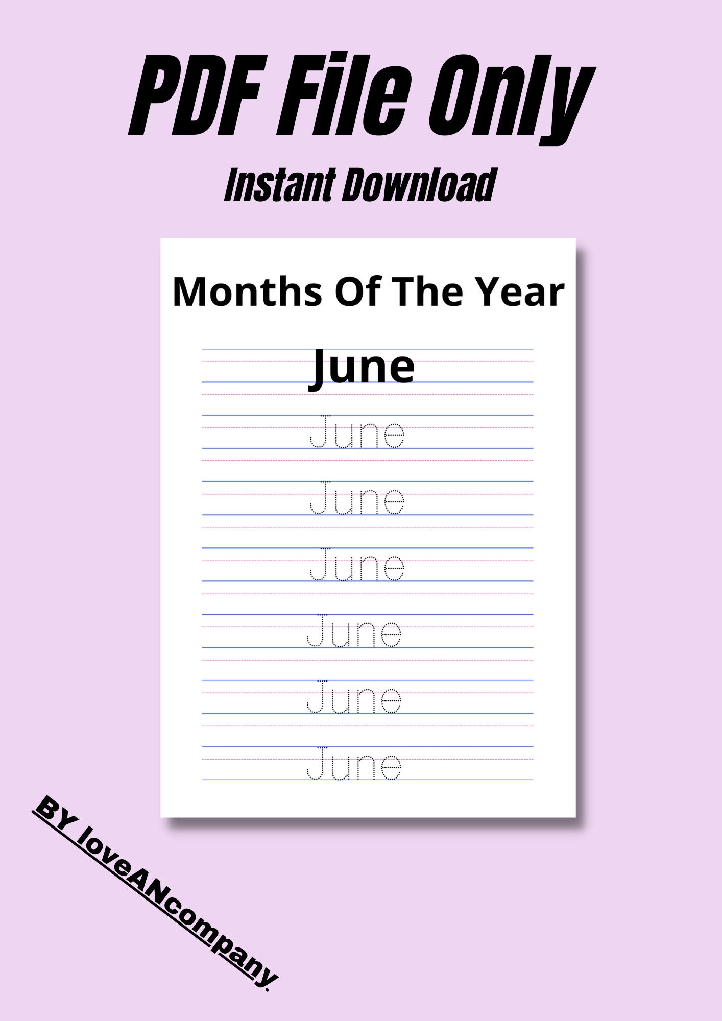 Months of the Year Tracing Worksheets, 14 Printable Pages to Trace ...