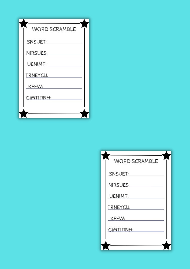 Word Scramble Worksheets, 7 Printable Pages for Unscrambling Words ...