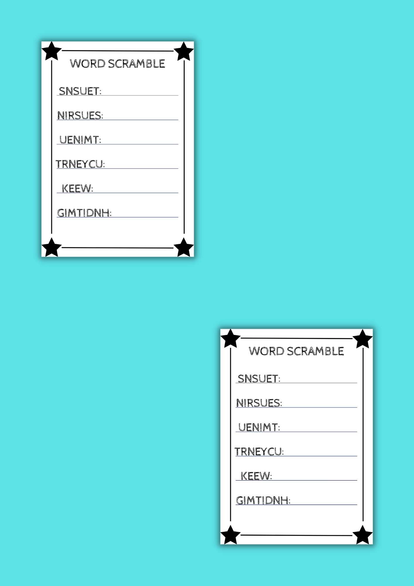 Word Scramble Worksheets, 7 Printable Pages for Unscrambling Words ...