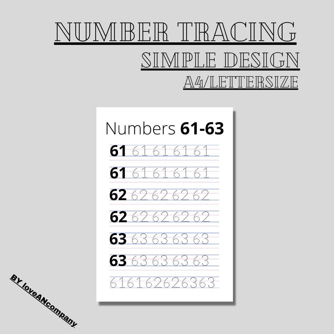 Number Tracing Worksheets, 14 Printable Pages to Trace 61-100 Numbers ...