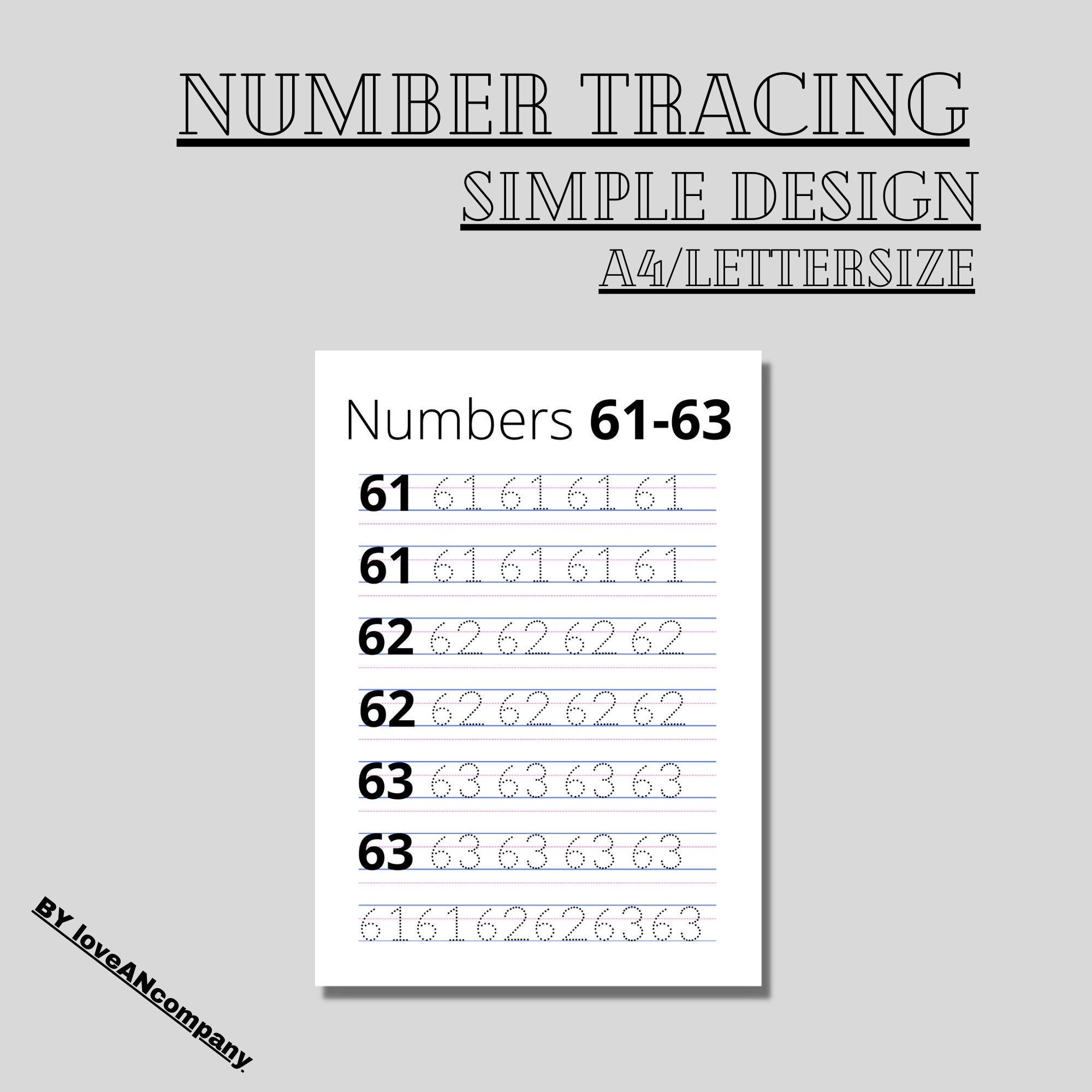 Number Tracing Worksheets, 14 Printable Pages to Trace 61-100 Numbers ...