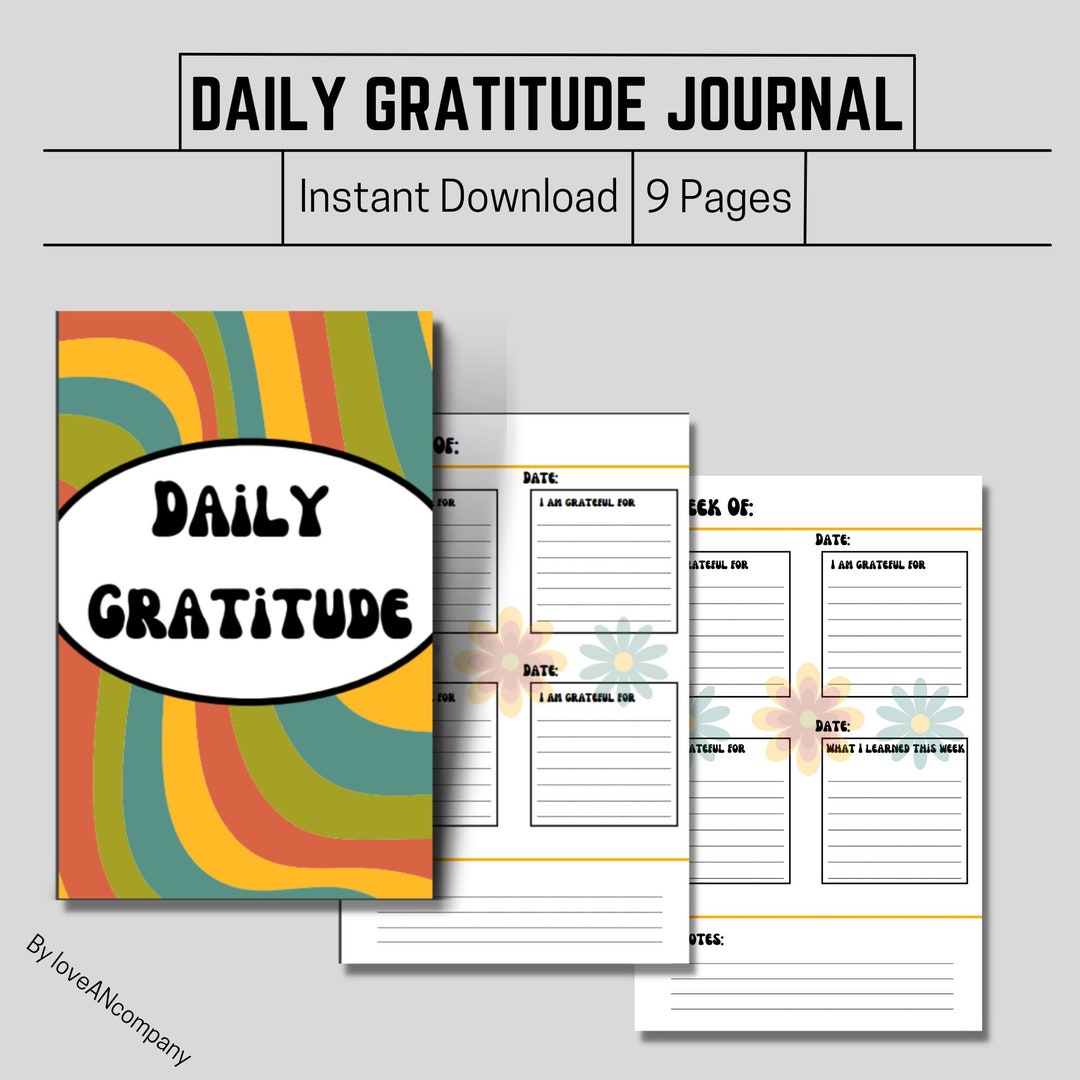 Daily Gratitude Journal Printable, Daily/monthly Gratitude Template ...