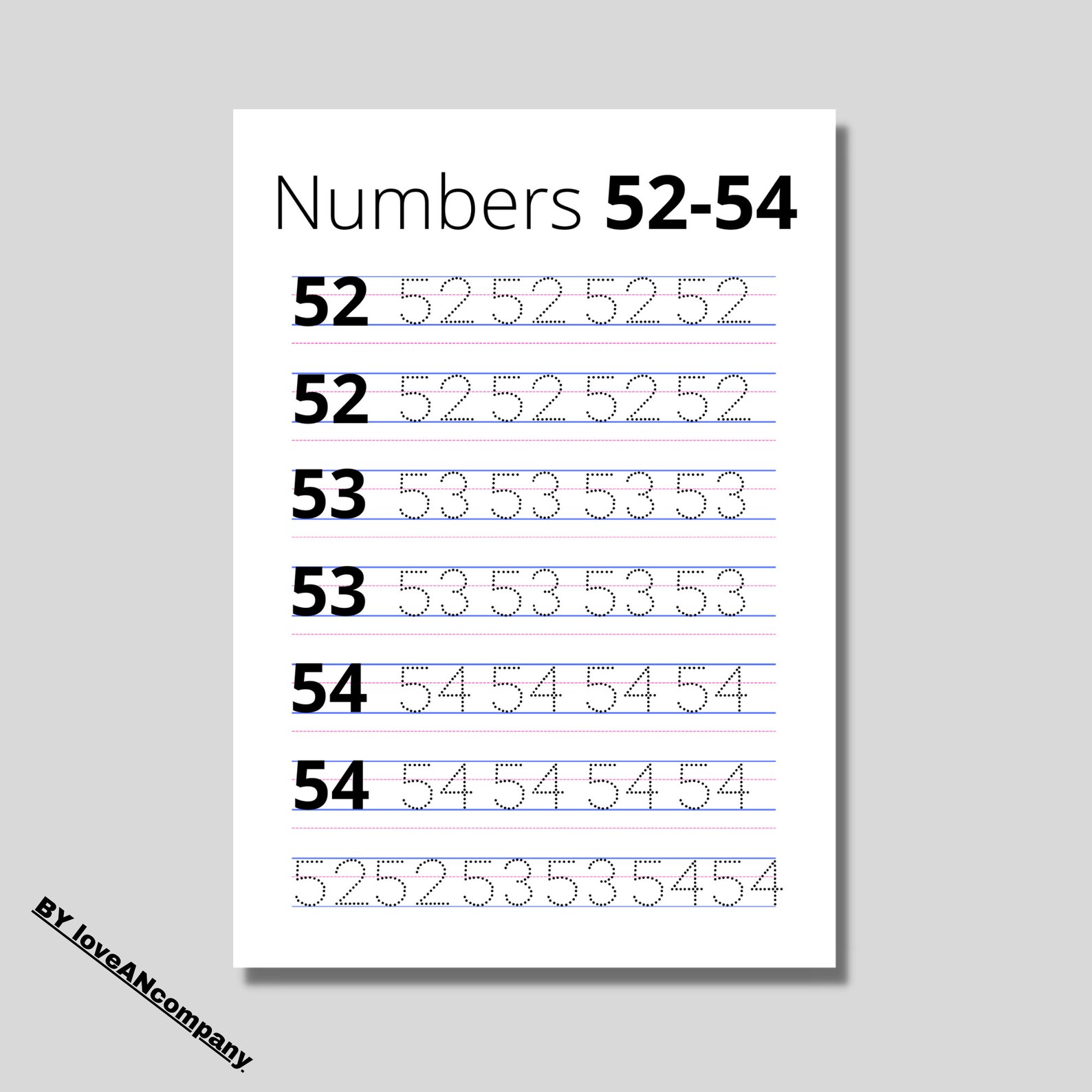 Number Tracing Worksheets 31-60, 10 Printable Pages to Trace up to 60 ...