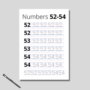 Number Tracing Worksheets 31-60, 10 Printable Pages to Trace up to 60 ...