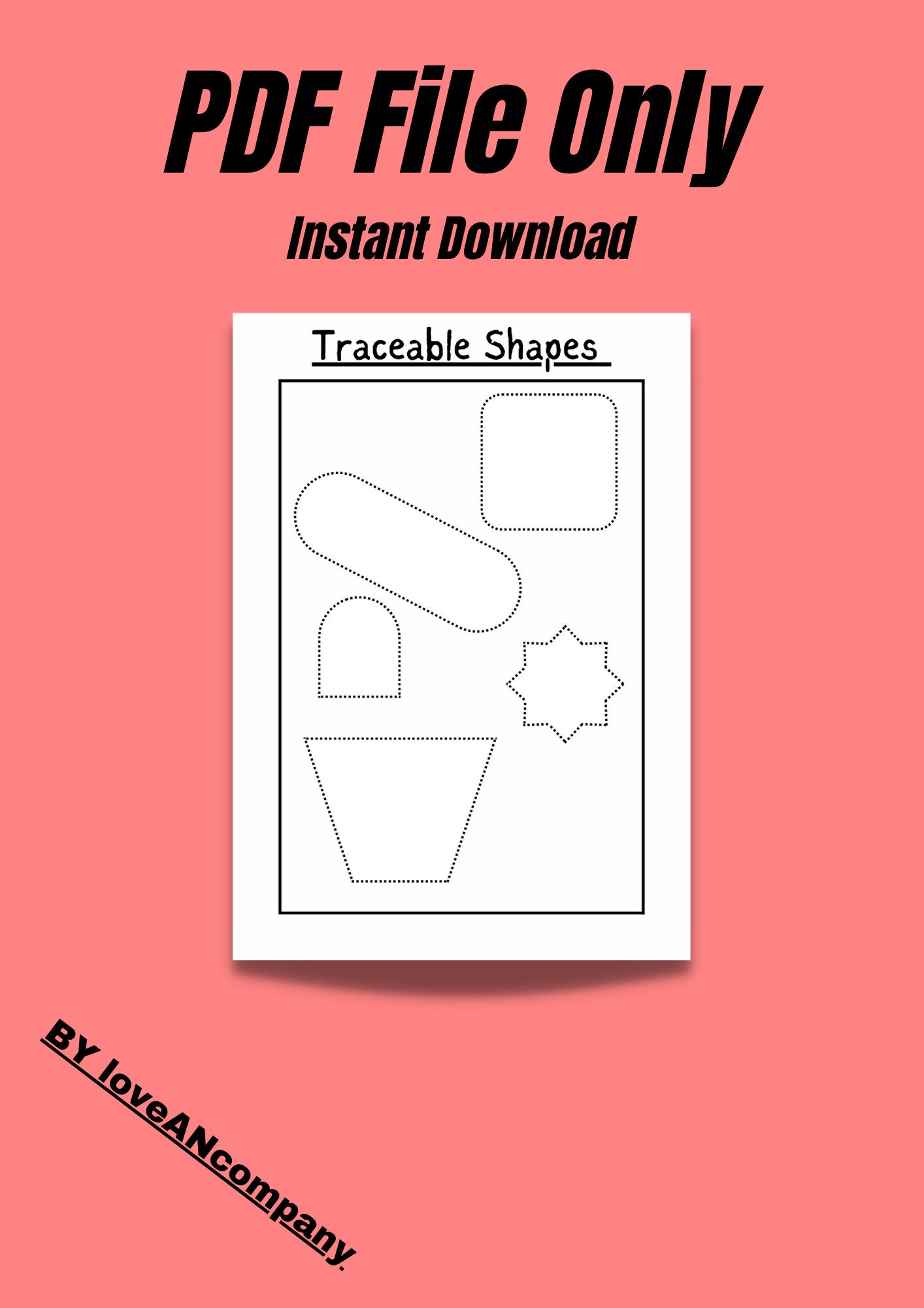 Traceable Shapes Worksheets, 6 Printable Pages to Trace Many Different ...