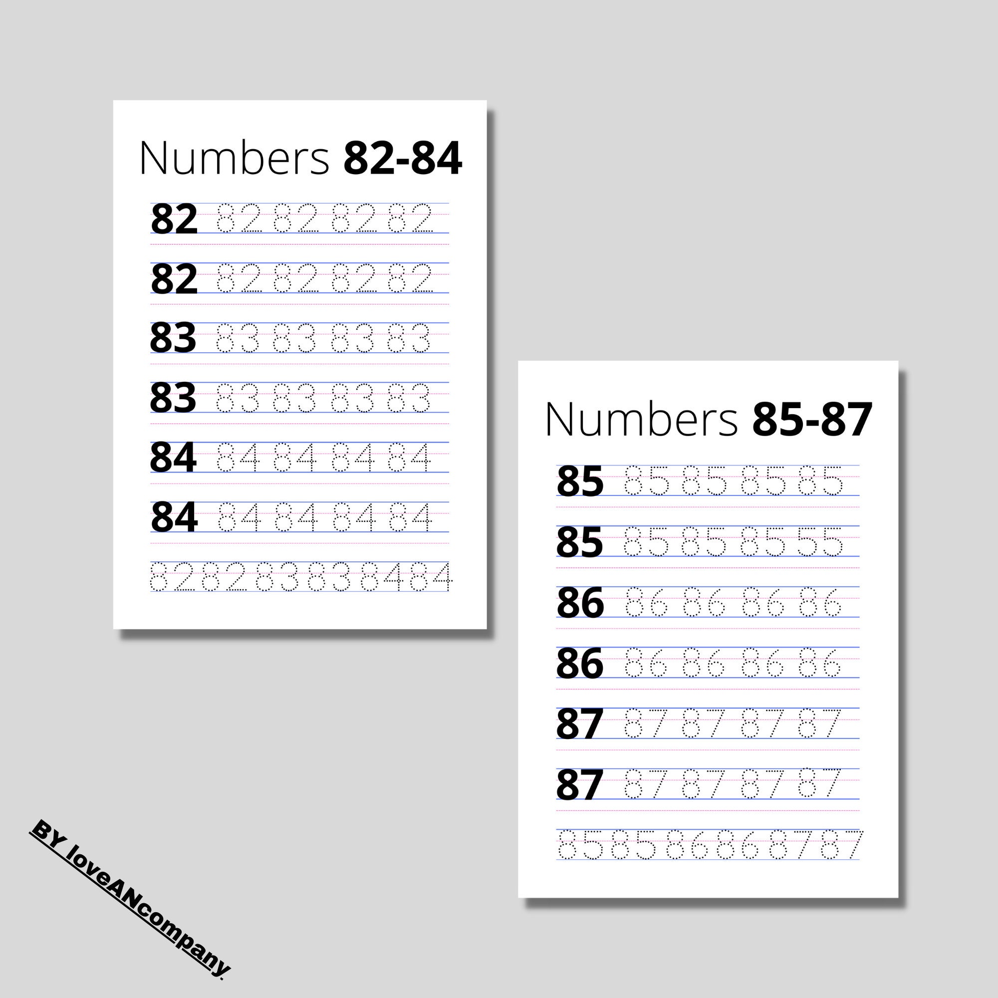 Number Tracing Worksheets 14 Printable Pages to Trace 61-100 - Etsy