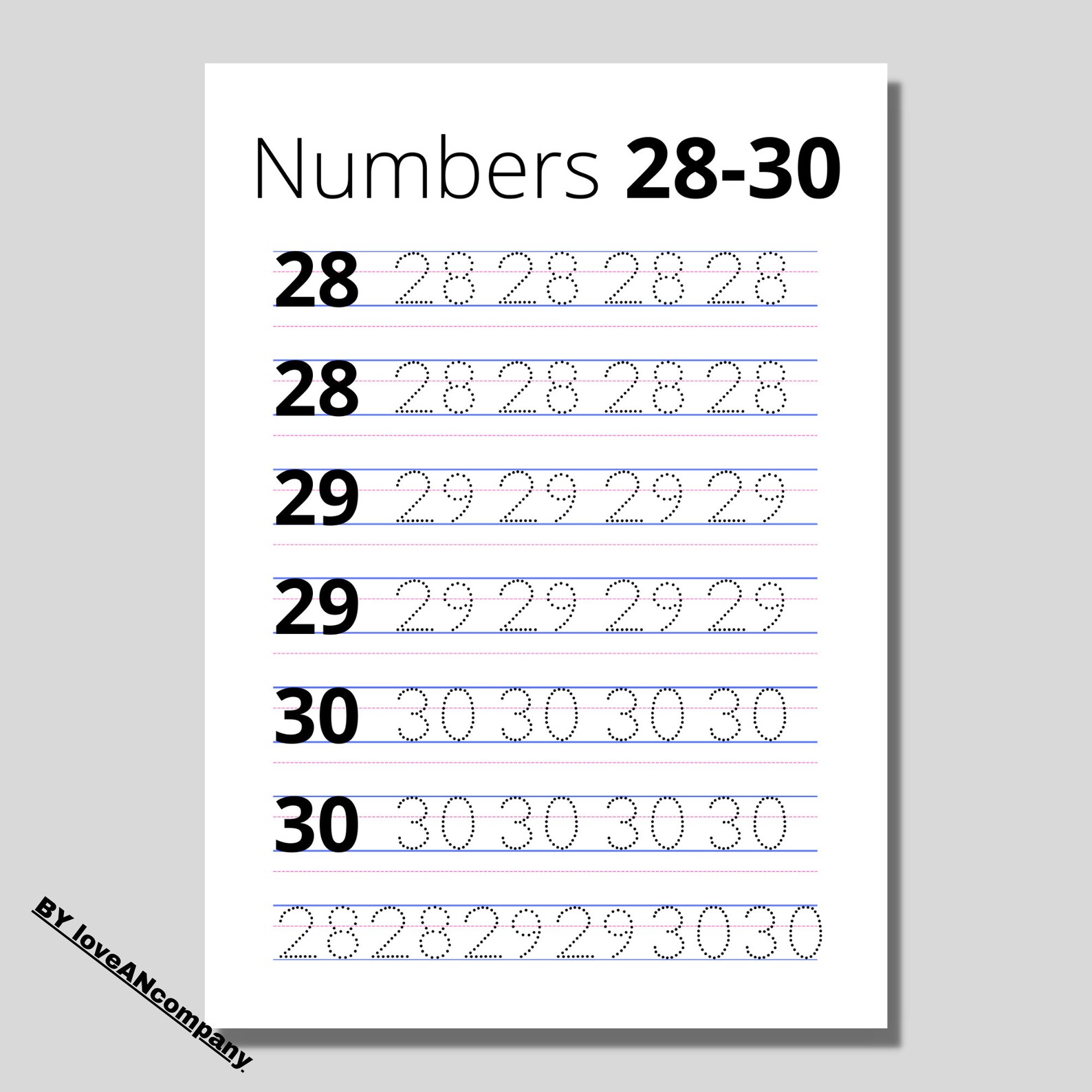Number Tracing Worksheets, 10 Printable Pages to Trace 30 Numbers ...