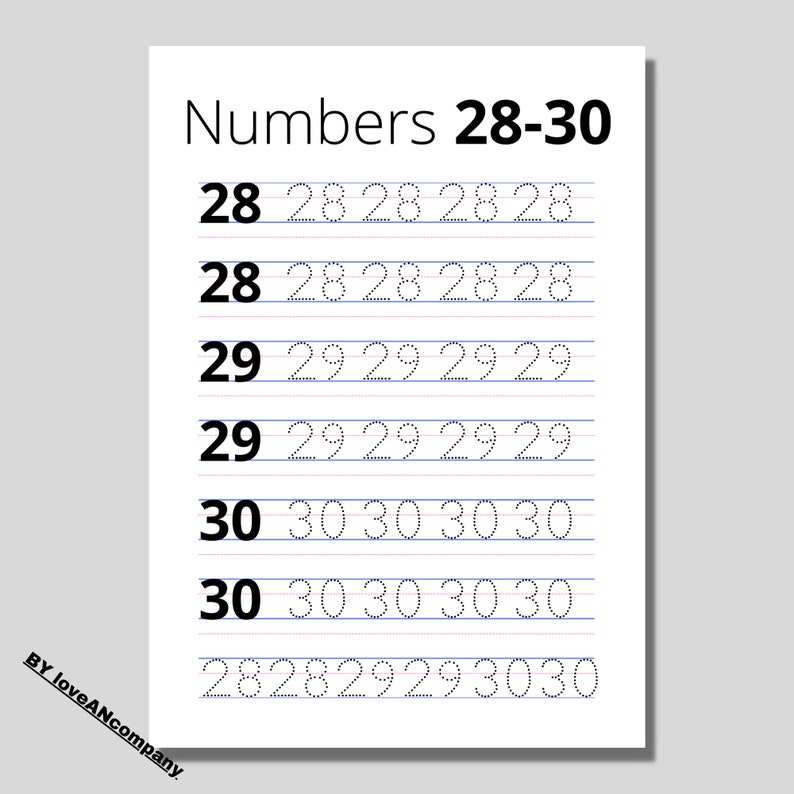 Number Tracing Worksheets, 10 Printable Pages to Trace 30 Numbers ...