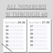Number Tracing Worksheets 31-60, 10 Printable Pages to Trace up to 60 ...