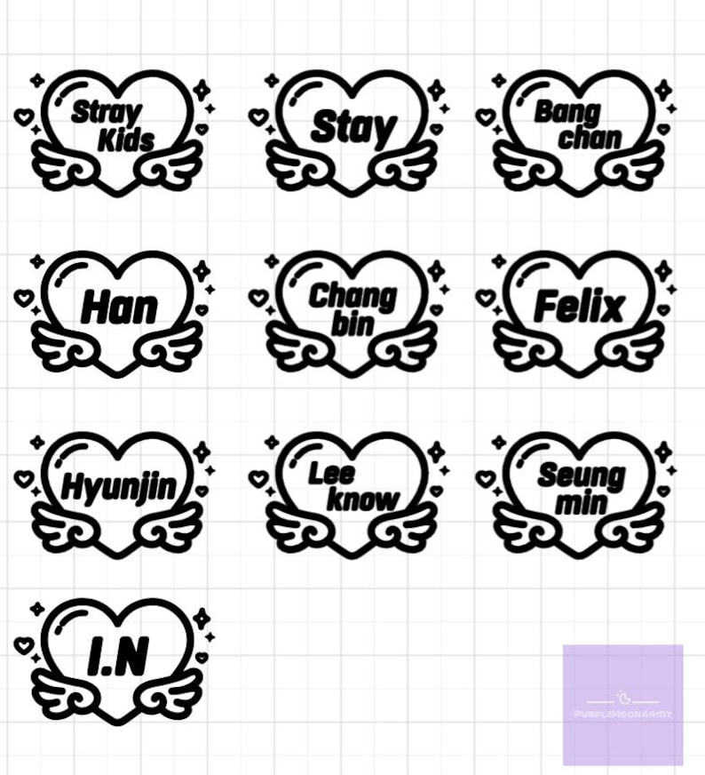 Stray Kids Inspired Heart Name Decals - Etsy