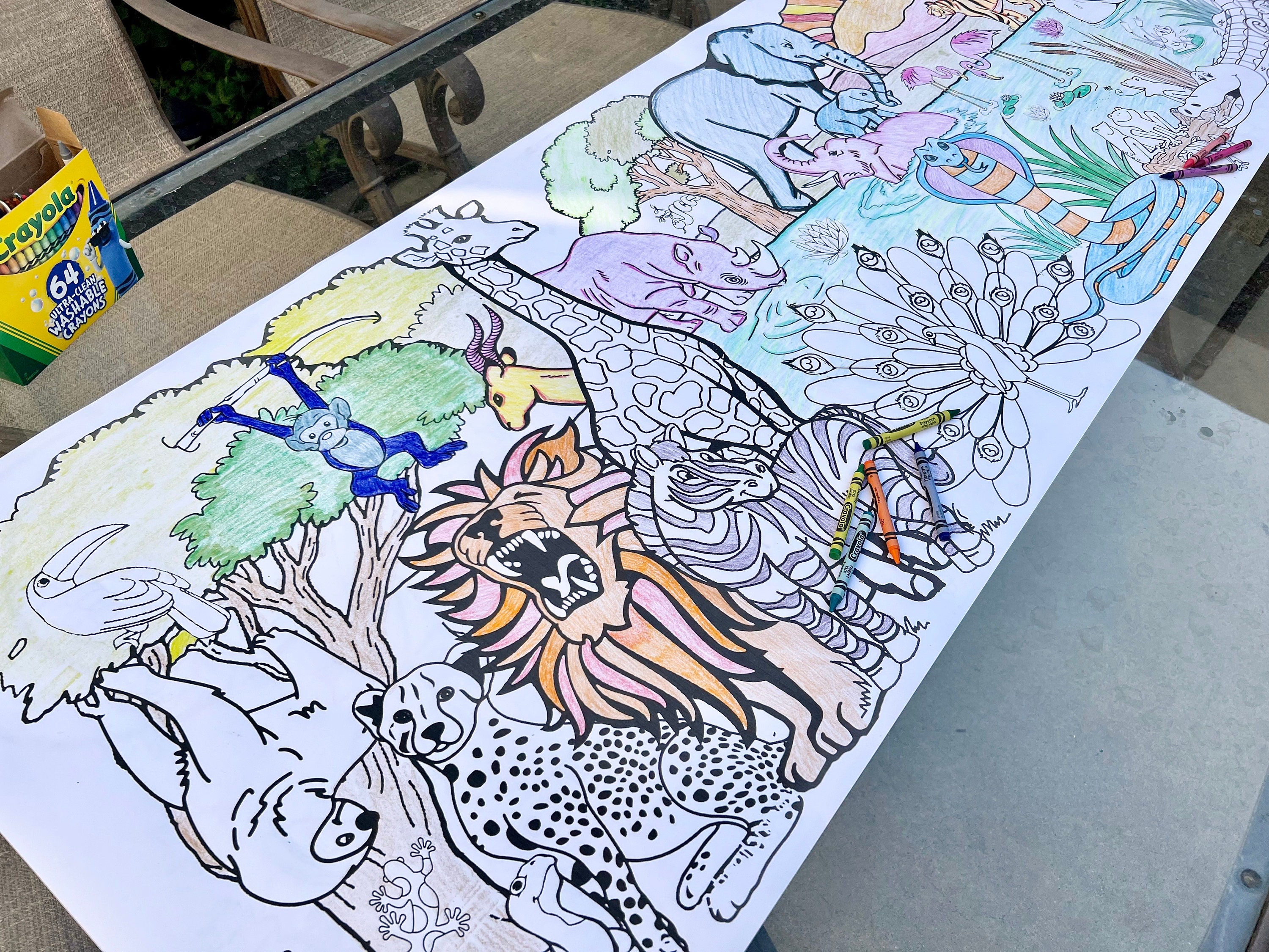 Wild Animals Coloring Activity Banner - Animal Theme Jumbo Activity ...