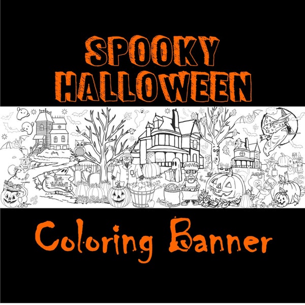 Halloween Coloring Poster - Etsy