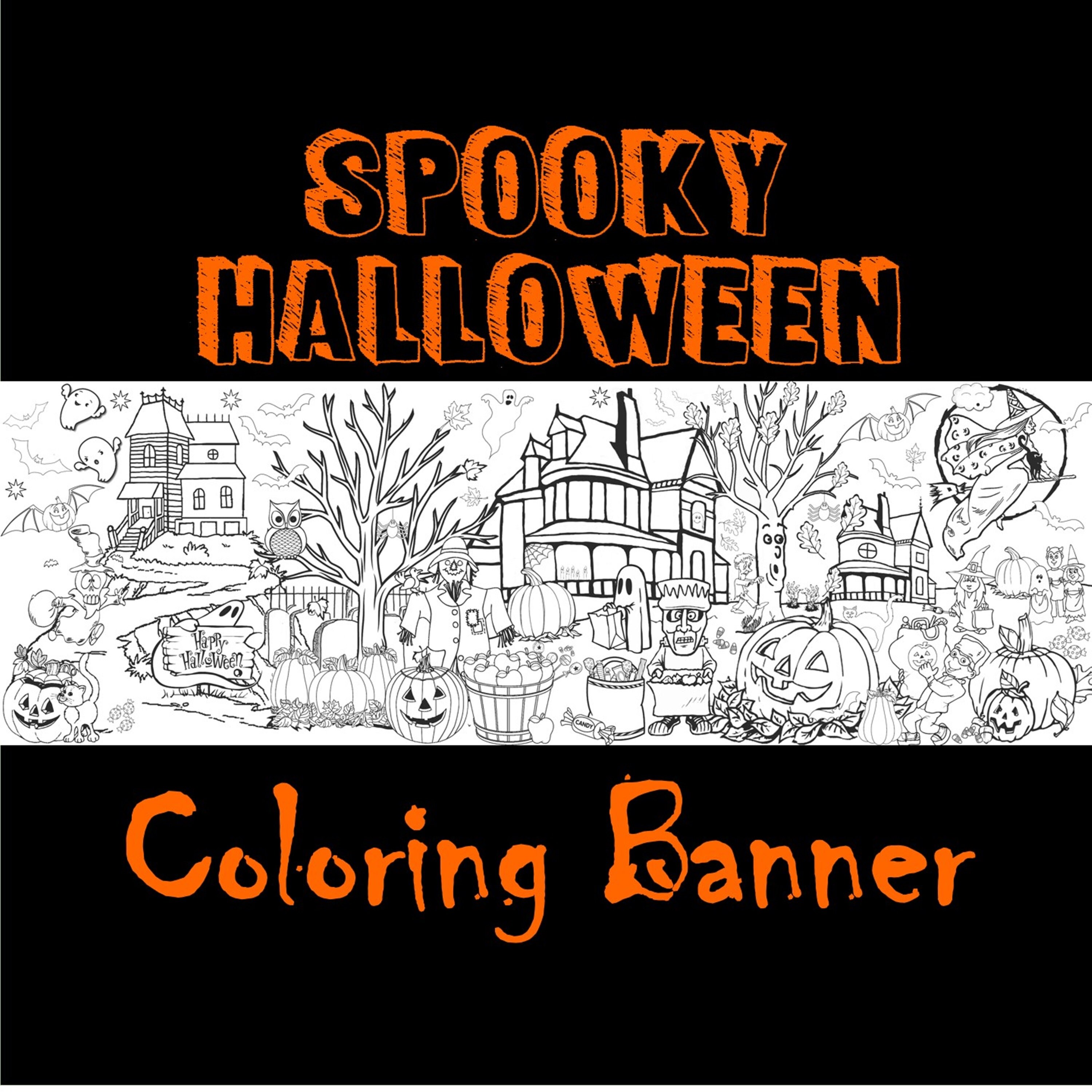 Happy Halloween Coloring Banner
