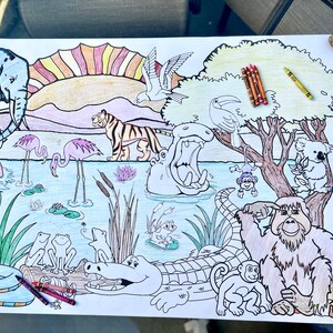 Wild Animals Coloring Activity Banner - Animal Theme Jumbo Activity ...