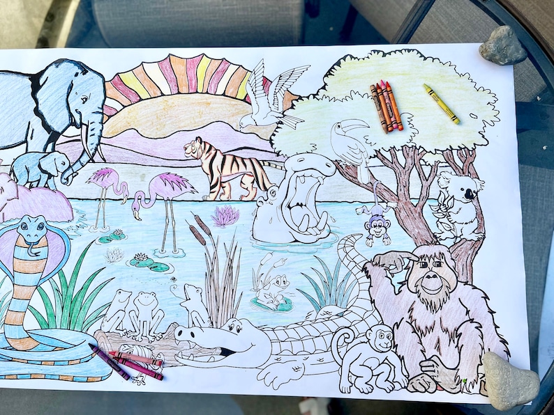 Wild Animals Coloring Activity Banner - Animal Theme Jumbo Activity ...