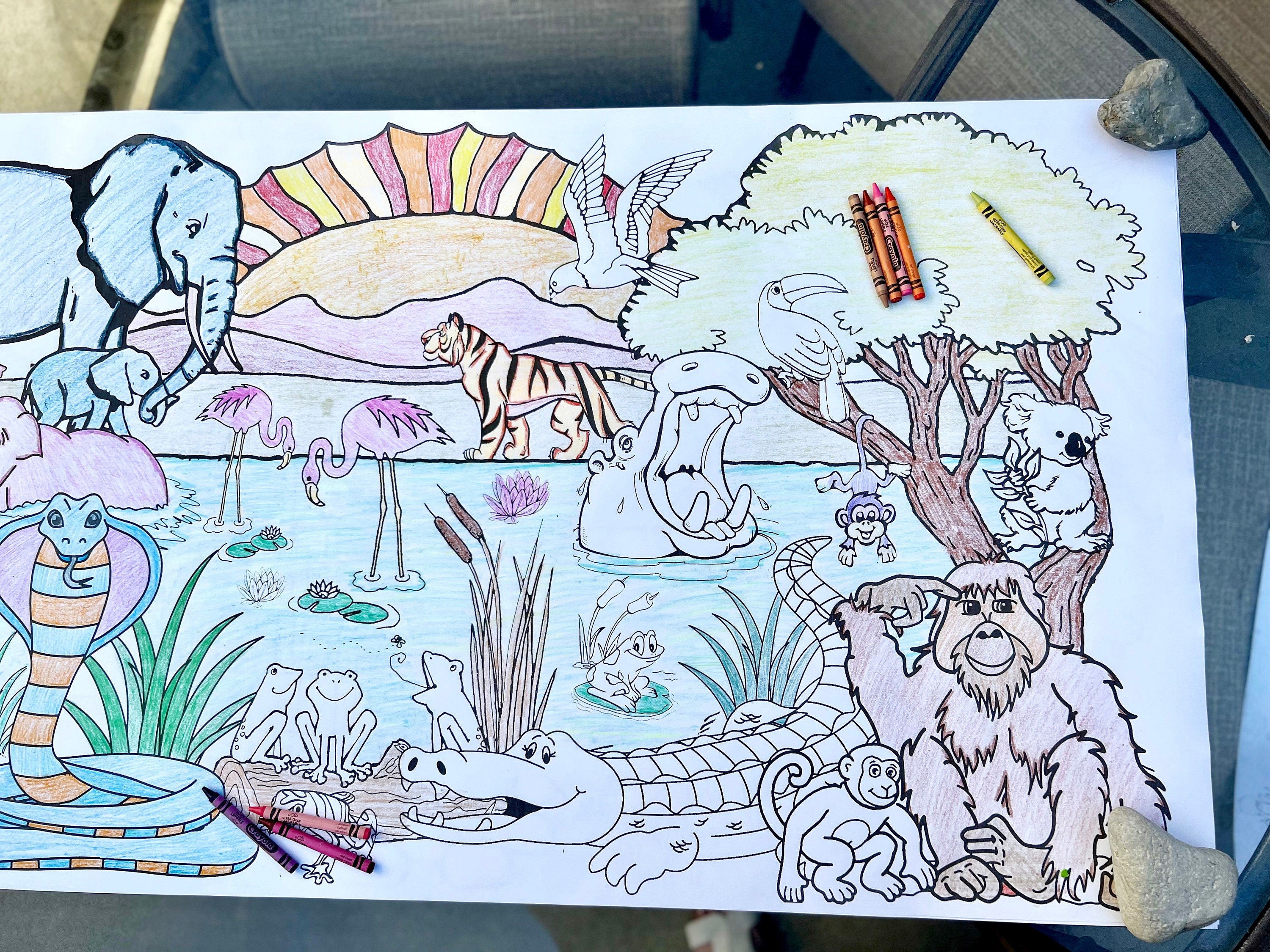 Wild Animals Coloring Activity Banner - Animal Theme Jumbo Activity ...