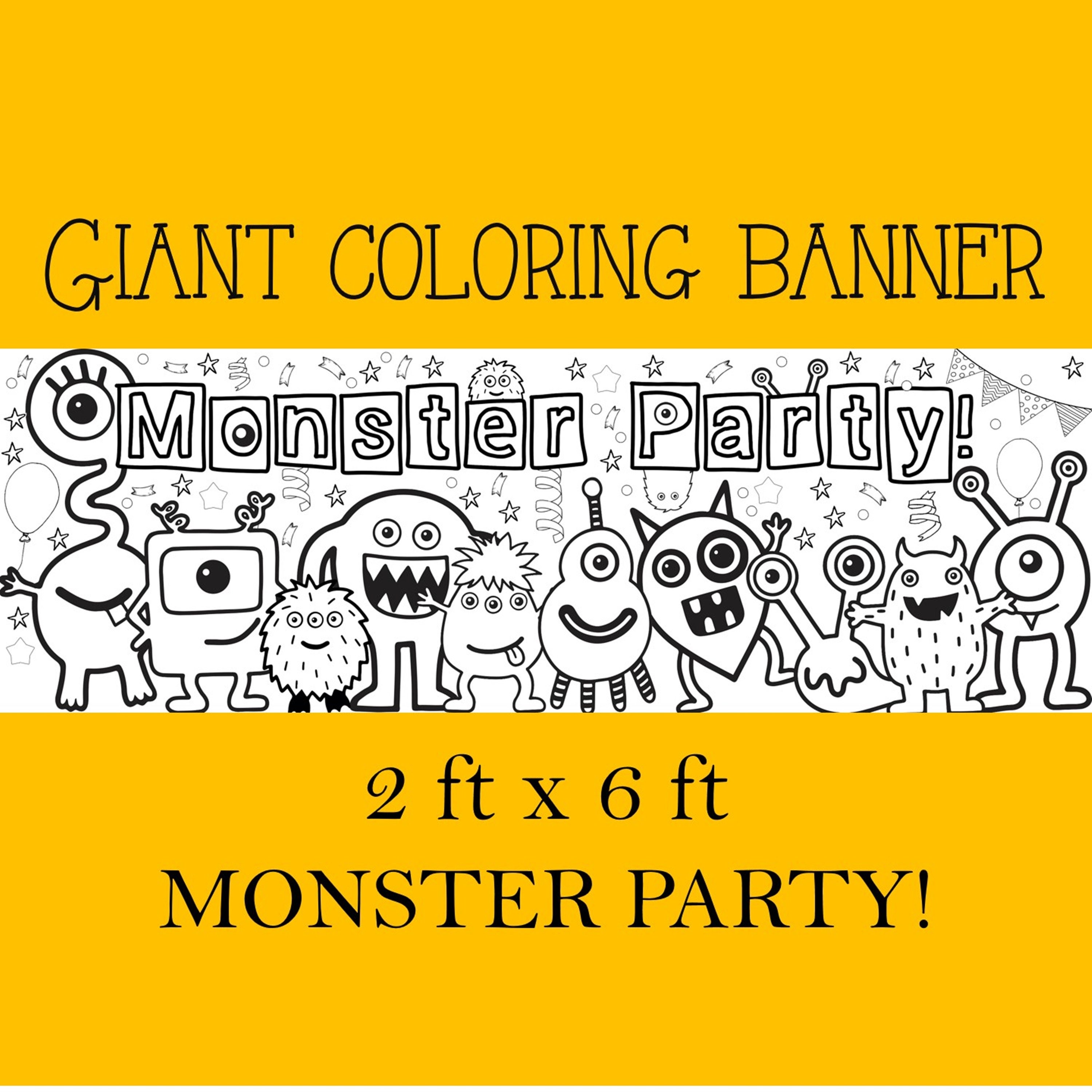 Monster Party Giant Coloring Banner - Birthday Party Activity for Kids ...