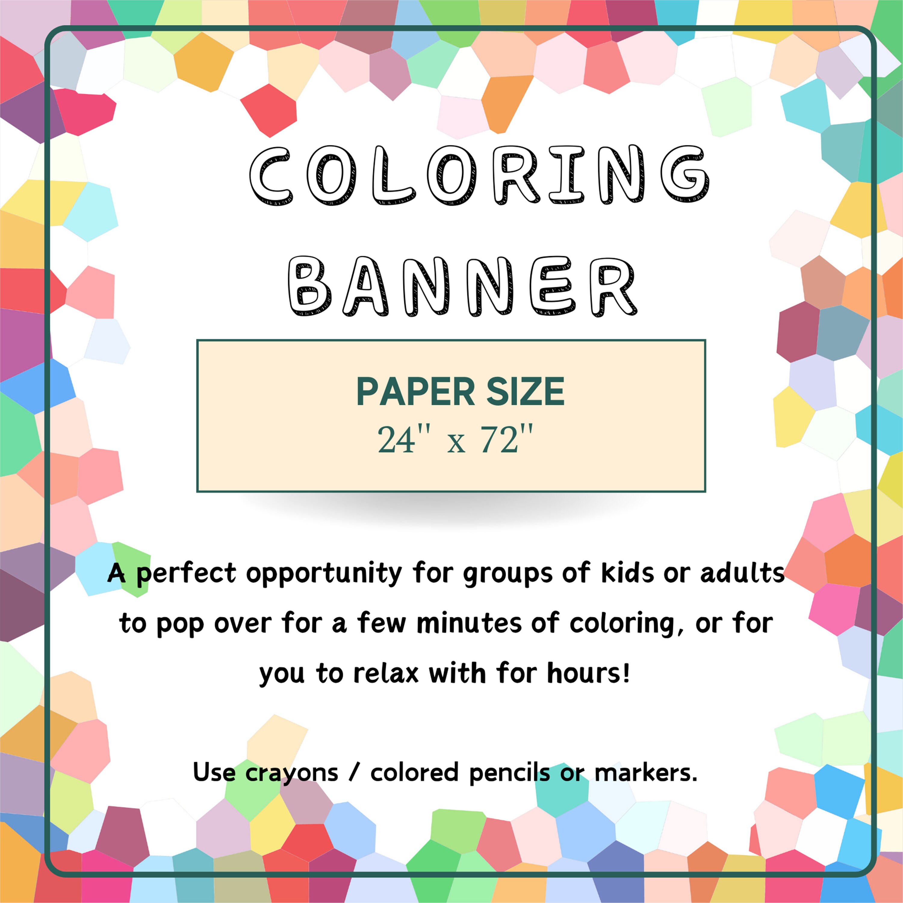 Giant Valentine's Day Coloring Banner – Kids Party Tablecloth (24x72 ...