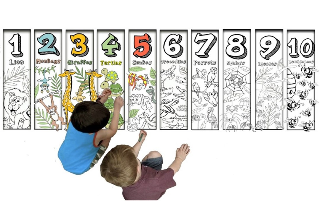 Jungle 123's - Giant Coloring Poster, 24x72 Inch Banner, Kids Activity ...